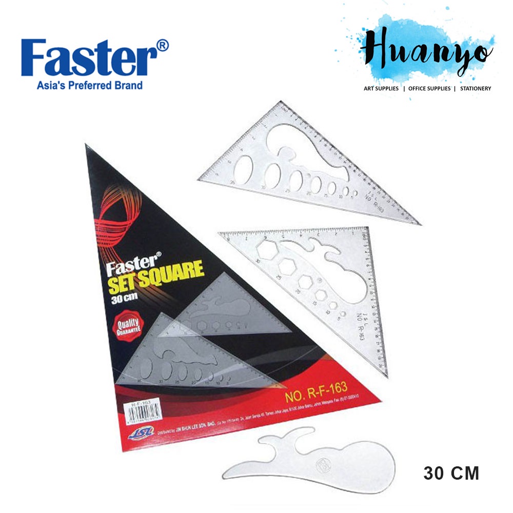 Faster Plastic Clear Set Square Ruler 30cm (2 Pcs Set) | Shopee Malaysia