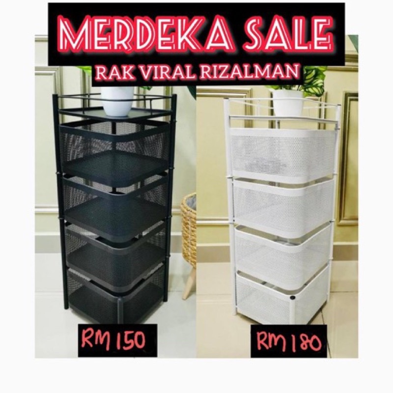 RAK DAPUR RAK RIZALMAN VIRAL RAK TARIK TARIK 4 TIER KITCHEN RACK SWIVEL ...