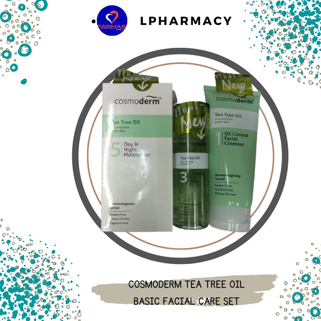 COSMODERM TEA TREE OIL BASIC FACIAL CARE SET (OILY/ PROBLEM SKIN ...
