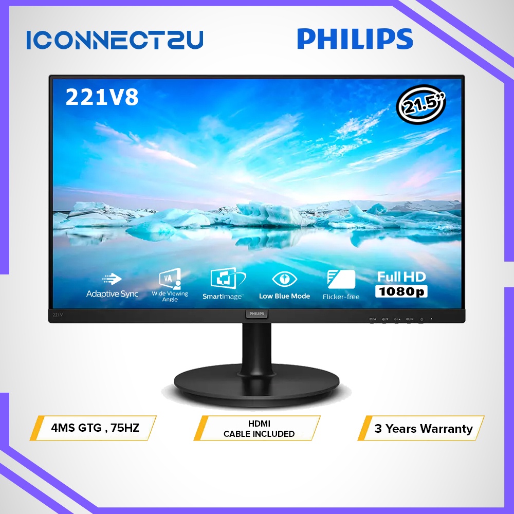 Philips 221V8 21.5" Full HD VA 75Hz Adaptive Sync LED Monitor | Shopee ...