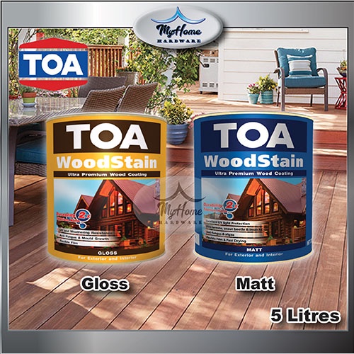 TOA 5L Woodstain Paint Gloss/Matt (Interior & Exterior Wood Syelek ...