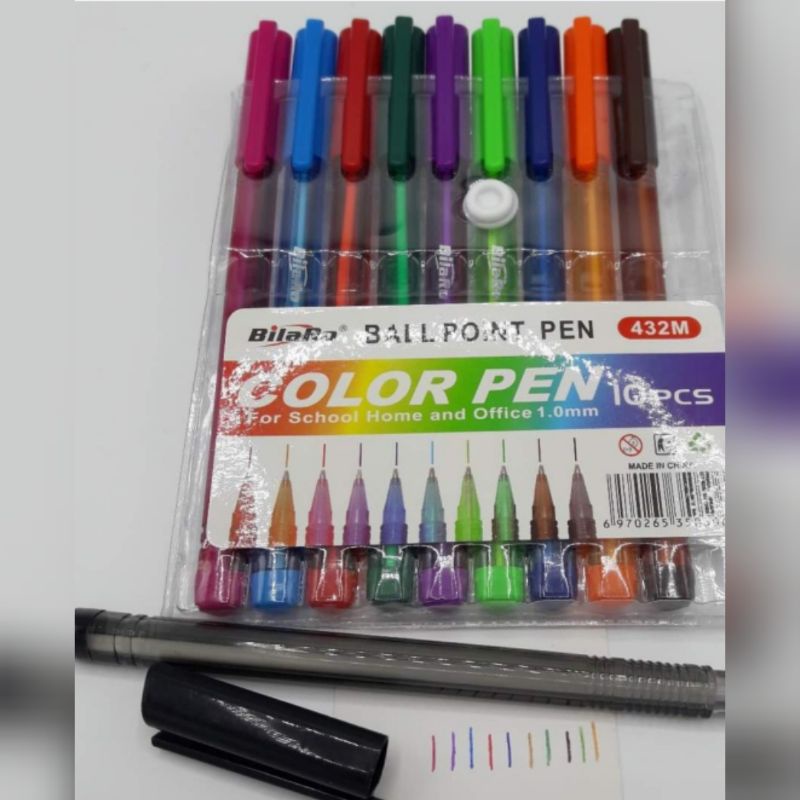 10pcs Colourful Ball Pen / Neon Color Pen 1.0mm Art Design Tool School ...