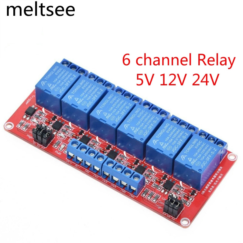 6 Channel Relay Module 5V 12V 24V High and Low Level Trigger Relay ...