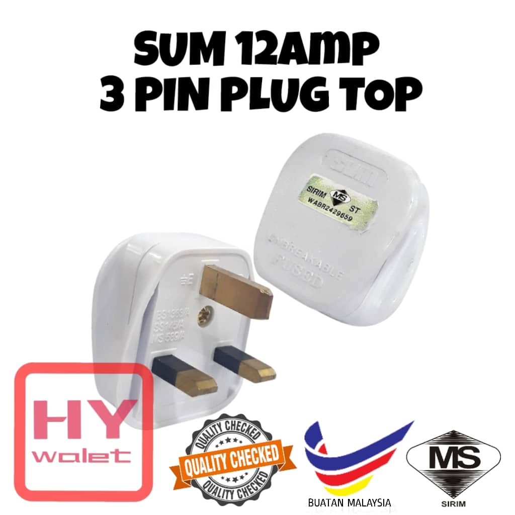 ORIGINAL SUM 13Amp Plug Top 3 Pin Electrical (SIRIM)/Plug 3 Pin ...
