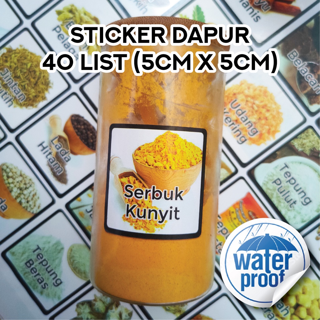 40 List Sticker Dapur | Kitchen Label | Rempah Ratus Murah Kalis Air ...