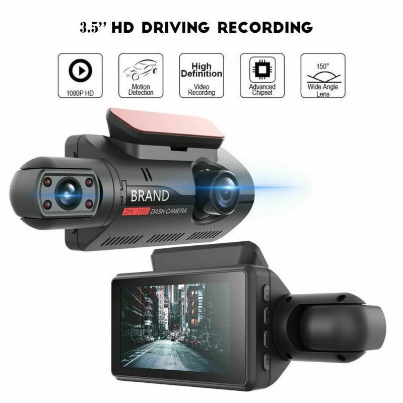 New version 3.5" Dash cam Car front and in car night vision duel lens ...