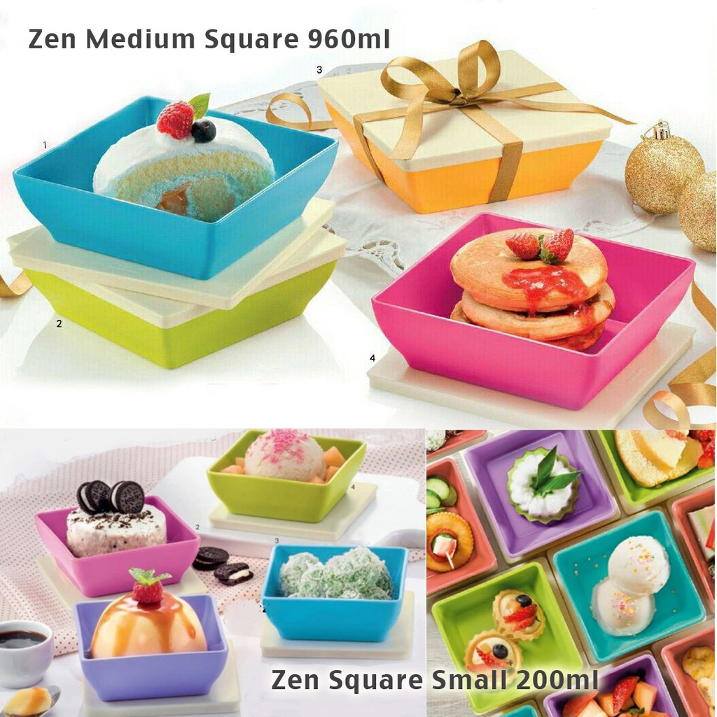 Tupperware Zen Medium Square (960ml) / Zen Square Small (200ml) - 1pc ...