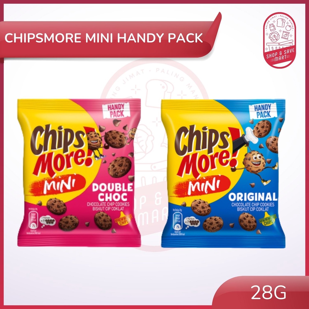Chipsmore Mini Handy Pack Chocolate Chip Cookies - 28g (Flavor: Double ...