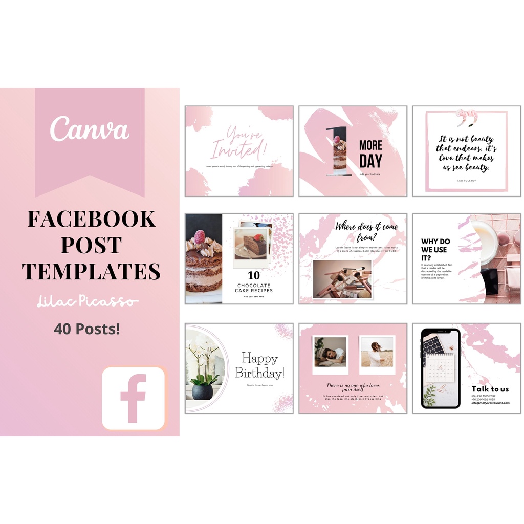 Facebook Post Templates - facebook templates, canva templates, Lilac ...