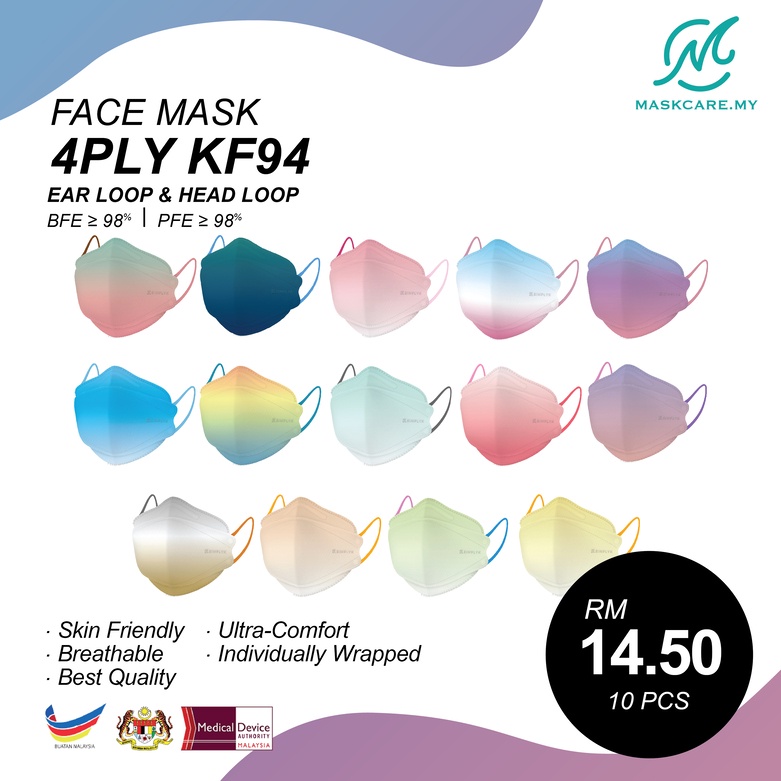 Original SimplyK - 4Ply KF94 Gradient Color Protective Face Masks ...
