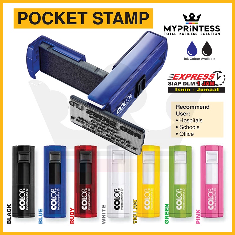 * SAME DAY POST * (READY STOK) Colop Pocket Rubber Stamp 20 | 30 | 40 Self Inking Rubber Stamp ...