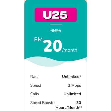U MOBILE DATA & PANGGILAN TANPA HAD ( U25 & U35 PLAN ) | Shopee Malaysia
