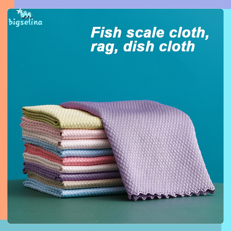 Fish Scale Rag Large Thick Kitchen Non-stick Oil Lazy Towel for Glass ...