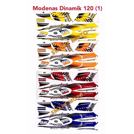 Modenas Dinamik 120 (1) Body Stripe Body Sticker Blue/Red/Yellow/Black ...