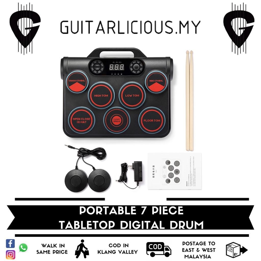 Portable Tabletop Digital Drum Kit (TBDD) Portable Drum Travel Drum ...