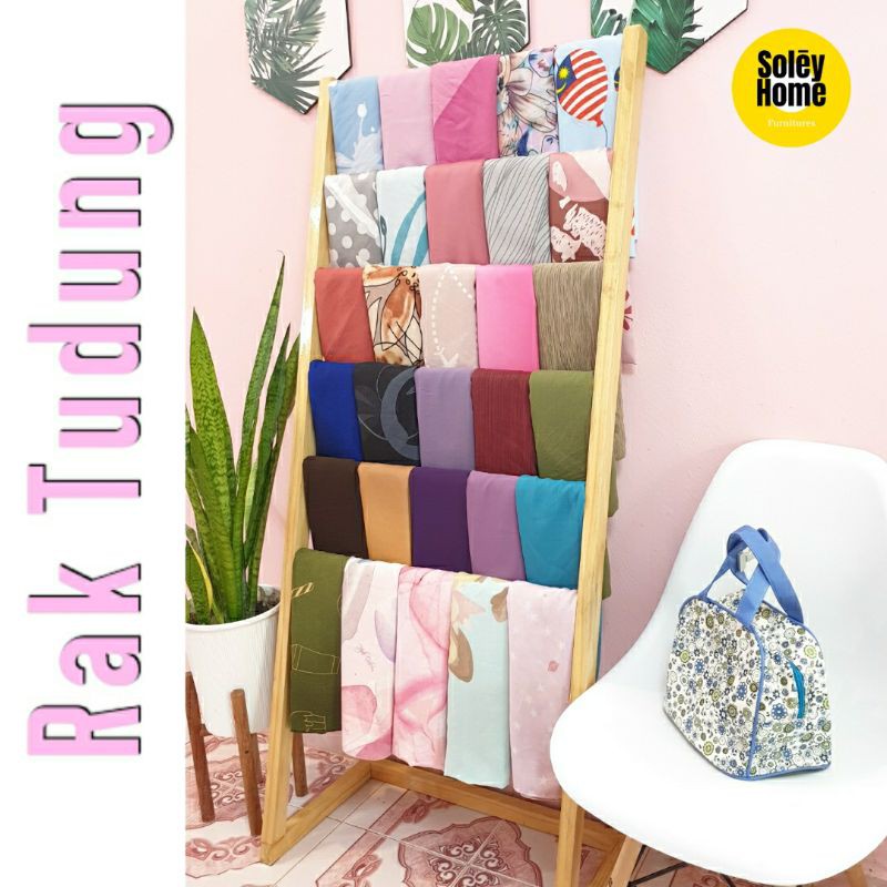 𝗦𝗢𝗟𝗘́𝗬 𝗛𝗢𝗠𝗘 | Rak Tudung Serbaguna Kayu Pine Solid / Multipurpose Hijab ...