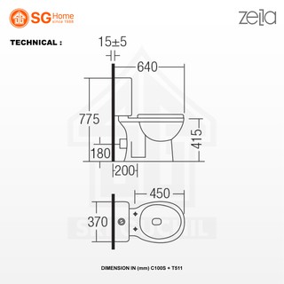 SANIWARE WC-2110A / Zella C100 Two Piece Toilet Washdown Water Closet ...
