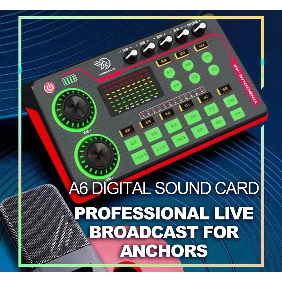 A6 Digital Sound Card 48V Professional live Broadcast For Anchors ...