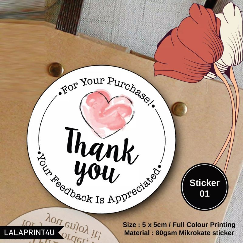 100pcs (5x5cm) THANK YOU STICKER Label Murah for Small Business ...