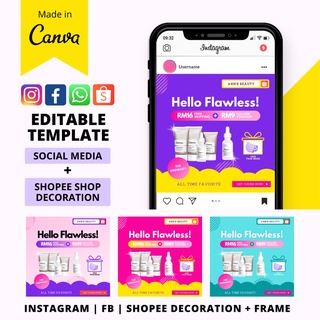 Shopee Shop Decoration , Shopee frame, Instagram Template, Facebook ...