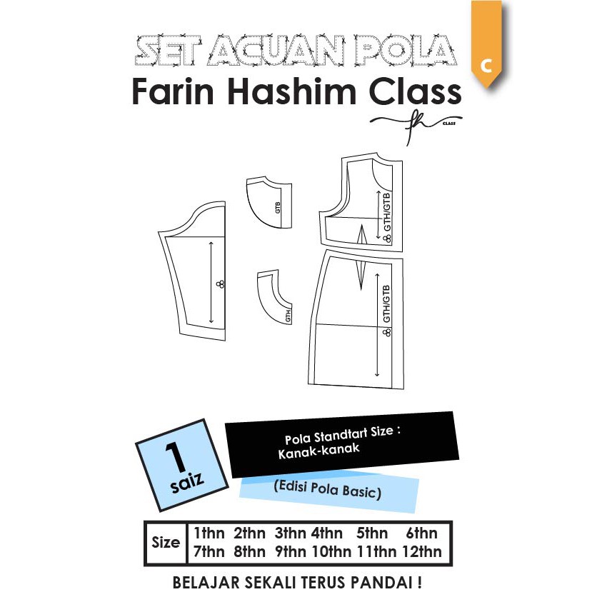 1 set pola standart size - kanak-kanak perempuan + qr code video ...