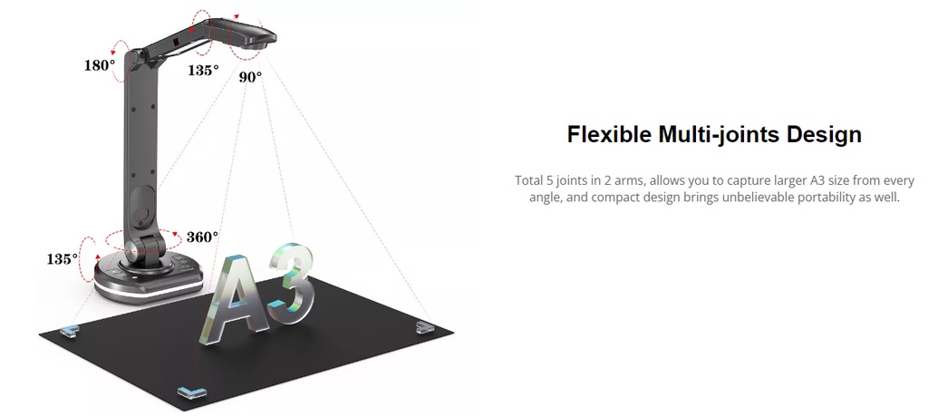 Joyusing V500S-4K Visualizer | Ultra Portable Document Camera | Object ...