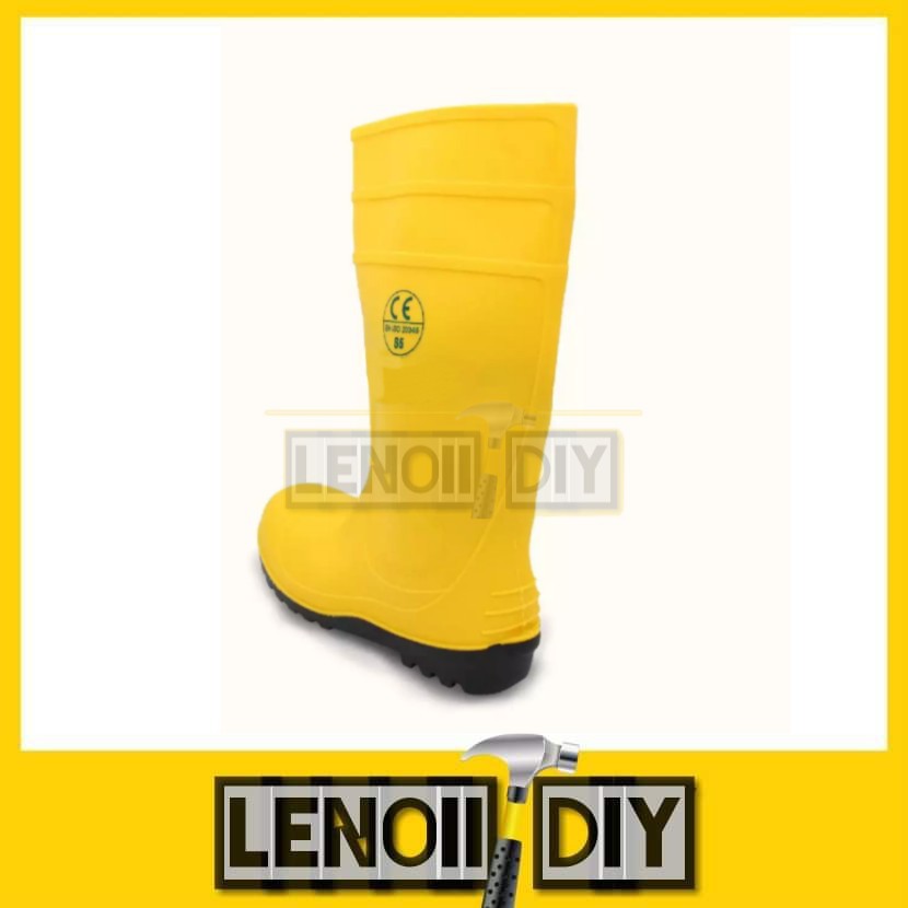 MARKSMAN Waterproof Safety Yellow Boots With Steel Toe Kasut Getah ...