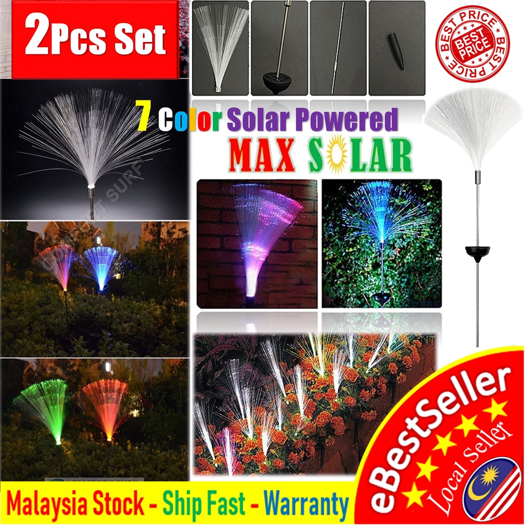 2pcs Solar LED Lamp 7 Colors Lampu Raya Pelita Fiber Optic Garden ...