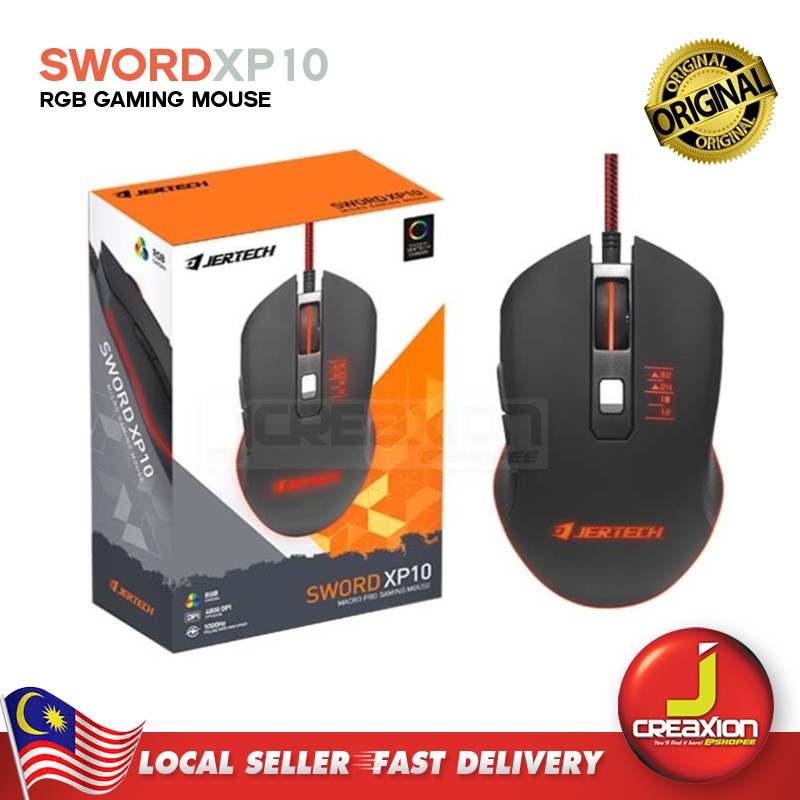 Jertech Sword XP 10 RGB Macro Pro Gaming Mouse 3200 DPI with LED light ...