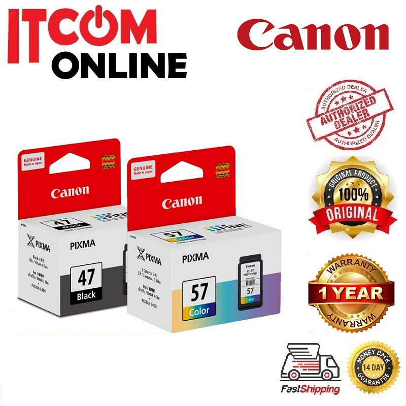 ORIGINAL GENUINE CANON PG-47 BLACK CL-57(S) CL-57 COLOR INK CARTRIDGE ...