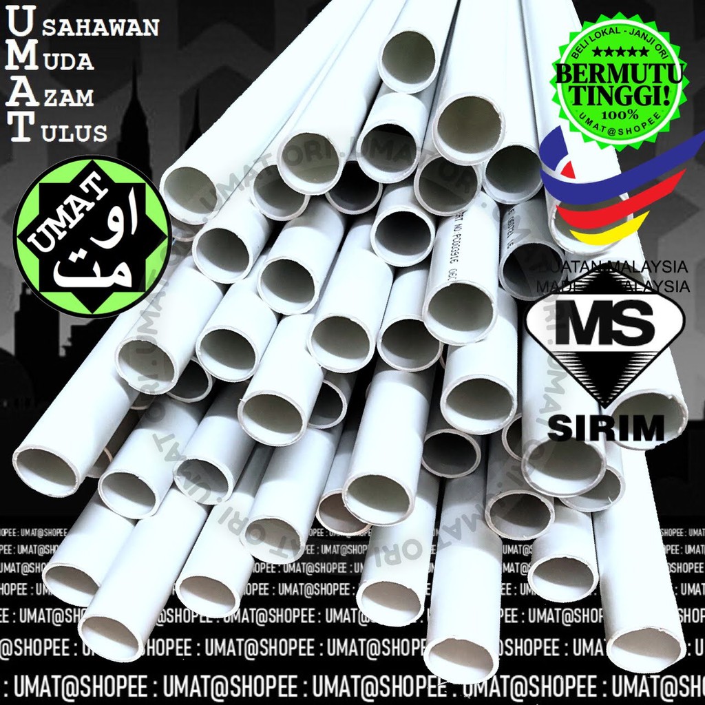Paip PVC Pendawaian Letrik 20mm (3/4”) 25mm (1”) Electrical Wiring Conduit High Impact uPVC PVC ...