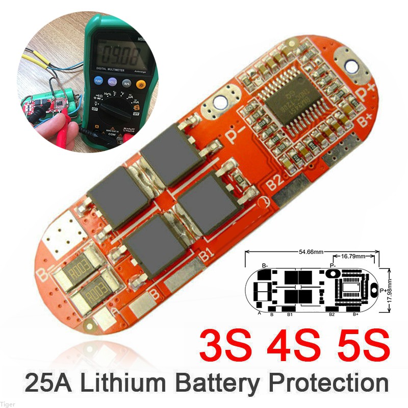Tiger 1 piece new 25a 3s/4s/5s li-ion lithium bms pcb protection board ...
