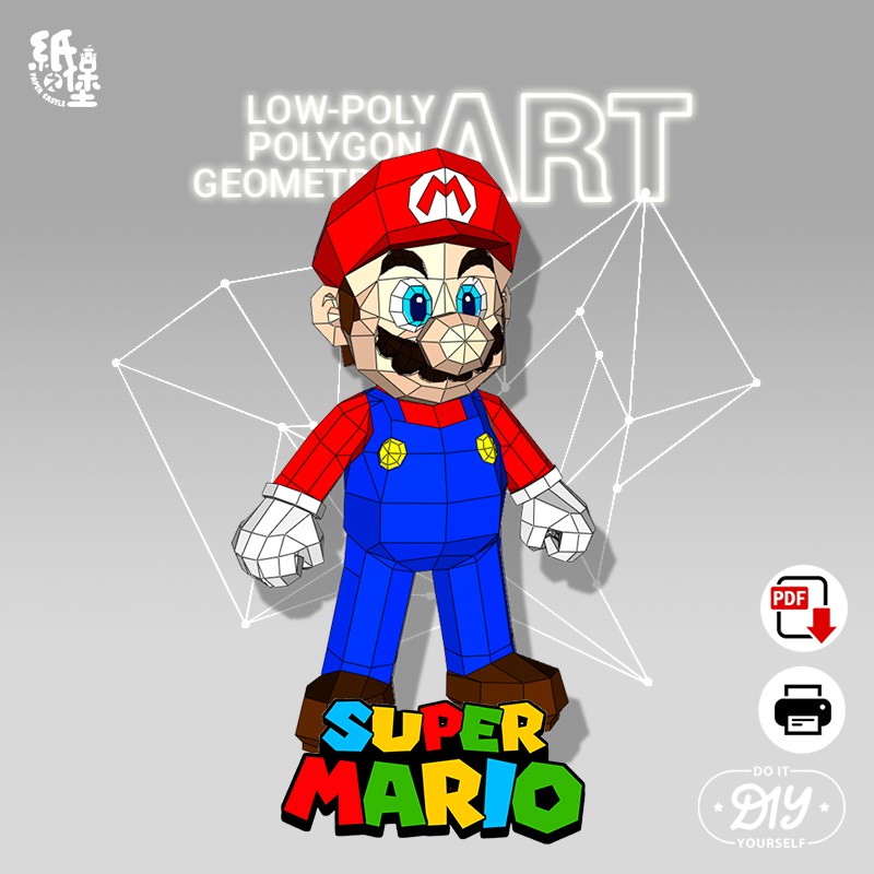 DIY Papercraft Super Mario Figure Poly Paper Model 3D Puzzle Handwork ...