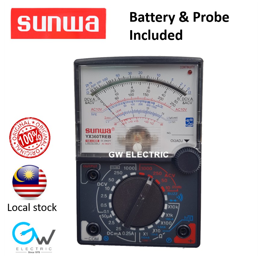 [Batteries Included] Sunwa Analog Multimeter Multi Meter Tester With ...