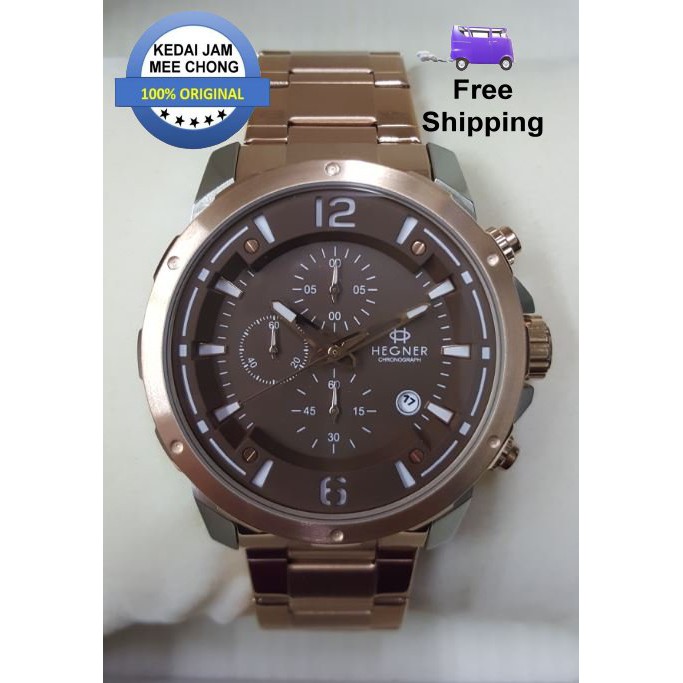 (Men) 100% ORIGINAL HEGNER 8-503558SR Brown Dial,Rose Gold Case ...