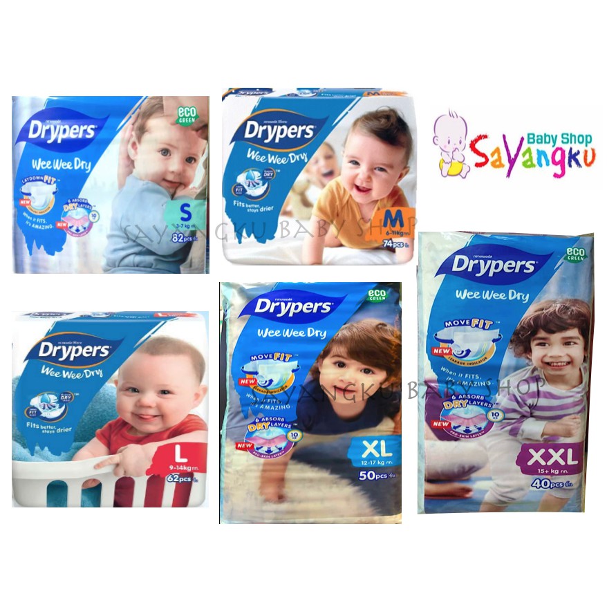 Drypers Wee Wee Dry - NB/S/M/L/XL/XXL | Shopee Malaysia