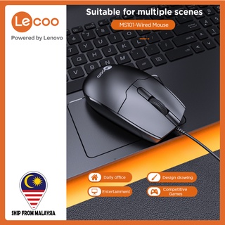 Lecoo Lenovo MS101 Wired Optical Mouse Plug & Play Ergonomic Design ...