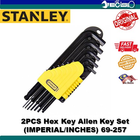 Stanley 12PCS Hex Key Allen Key Set (IMPERIAL/INCHES) 69-257 | Shopee ...