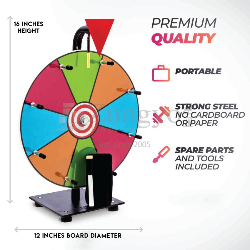 Spin & Win Wheel Of Fortune Mini Size 30cm diameter board Color Prize ...