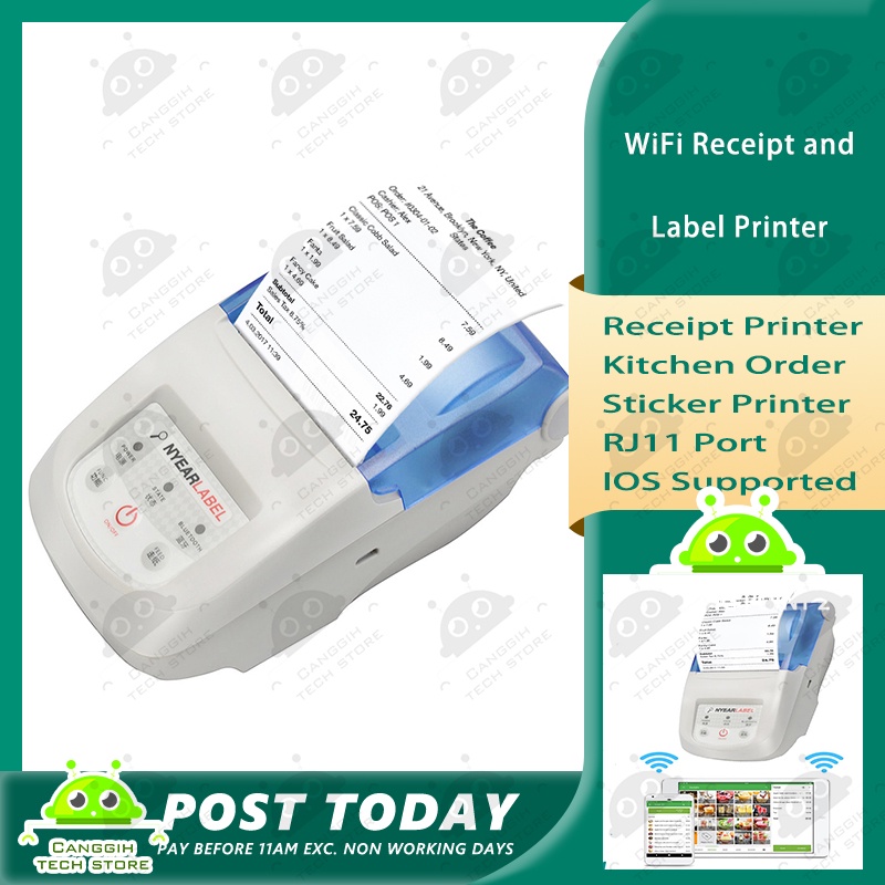 WiFi Receipt Printer Barcode Sticker Maker Price Tag Kitchen Order ...