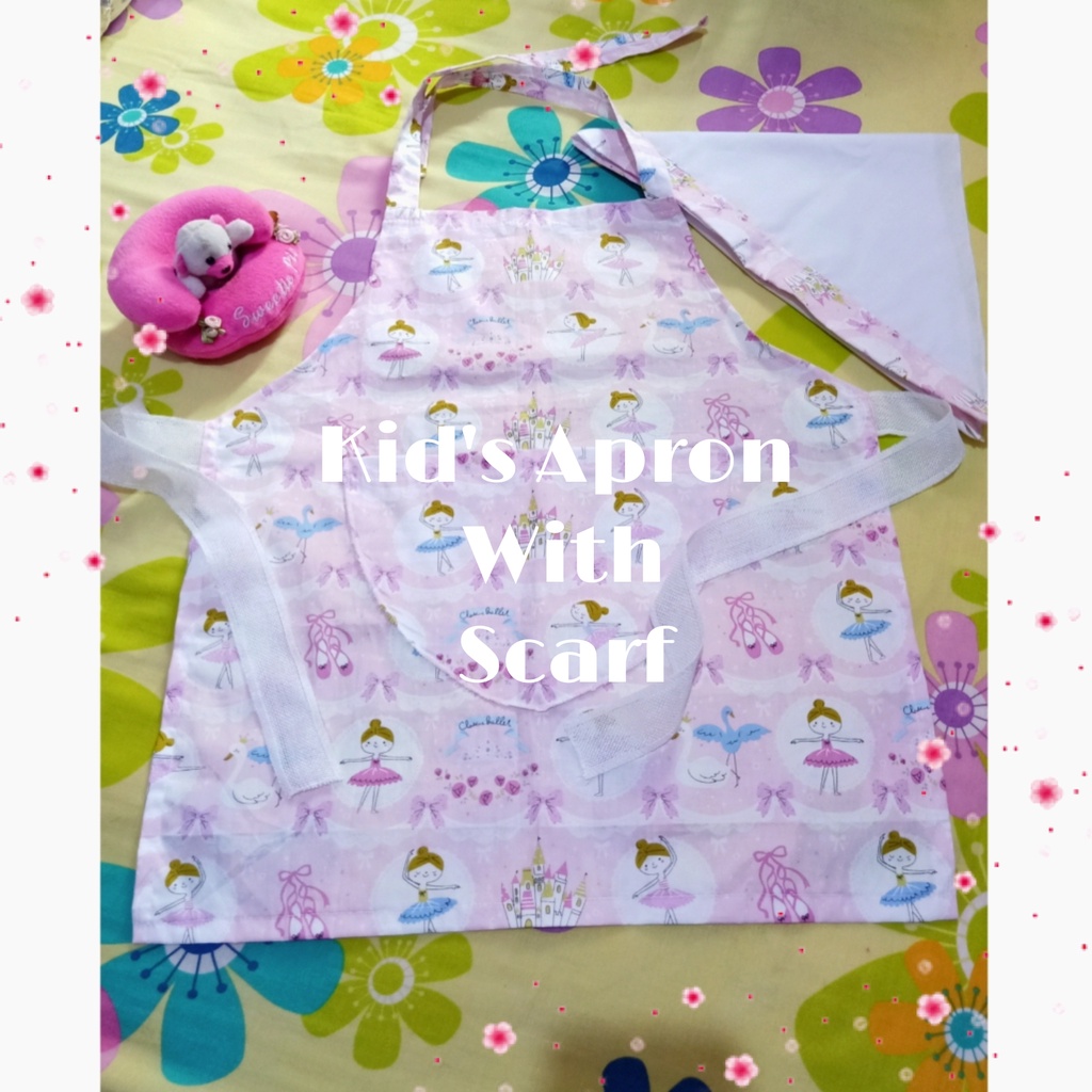 APRON CANTIK KANAK2 DENGAN SCARF UMUR 4-6THN ( COOKING ART & PAINTING ...