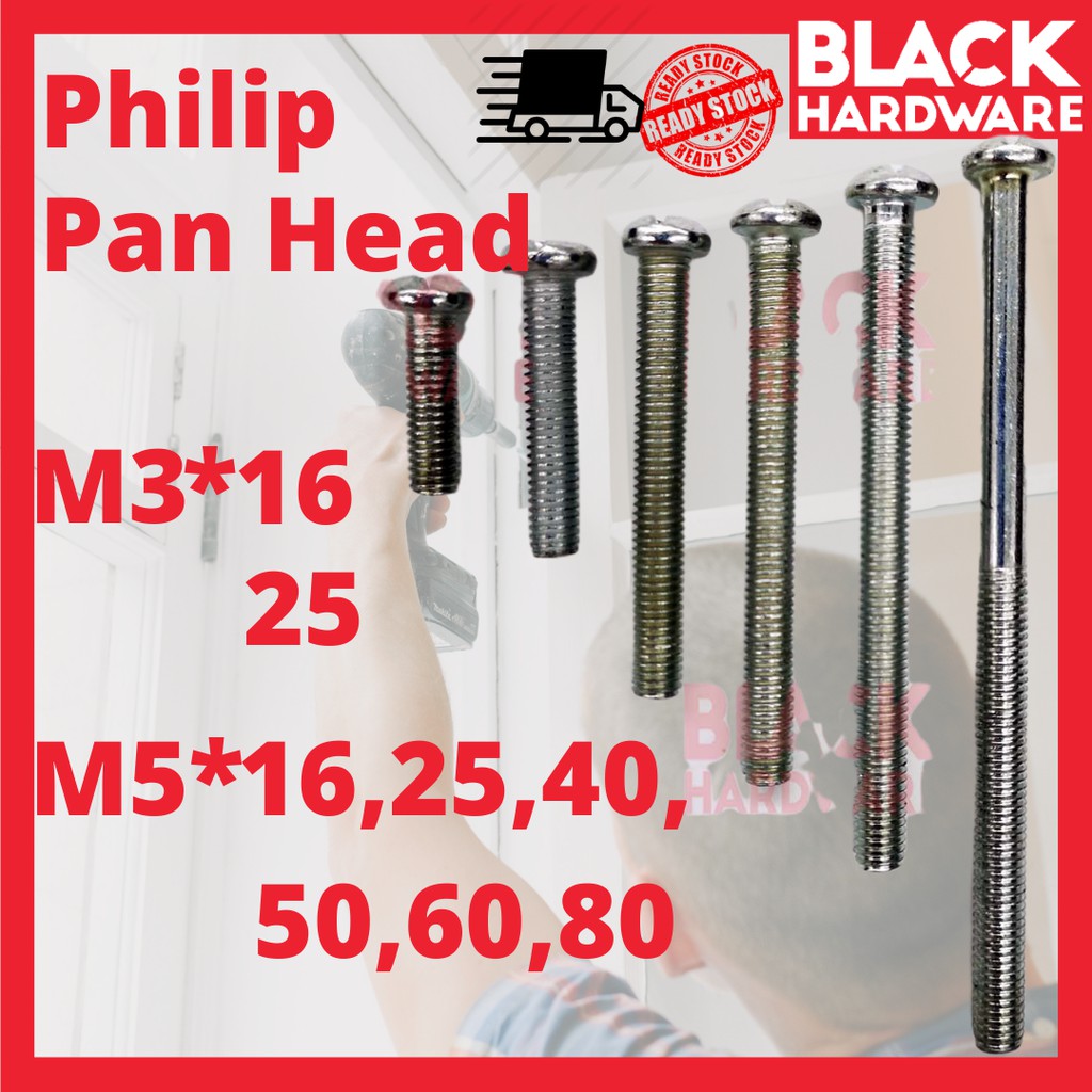 Black Hardware M3 M5 GI Steel Philip Zinc Anti Rust Roofing Bolt Nut ...