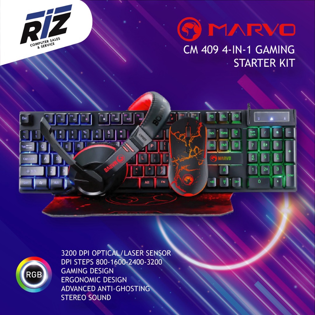 Marvo CM409 4- in-1 Advanced Gaming Combo Keyboard | Shopee Malaysia