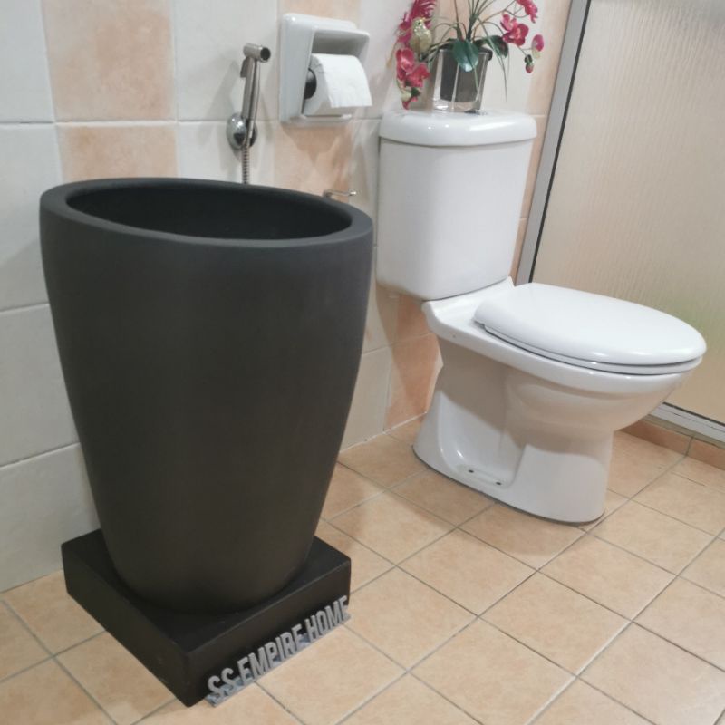 Tempayan TP3 SMALL Black Fiberglass Tangki Simpanan Air Bathtub Tong ...