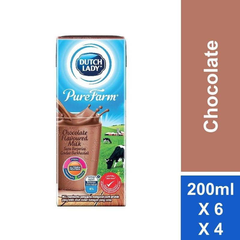 Dutch lady purefarm uht milk chocolate 200mlx6x4 | BeeCost
