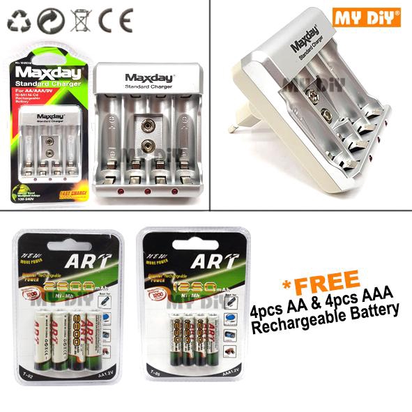 MYDIYHOMEDEPOT - Maxday Charger And Free 4pcs AA / 4pcs AAA ...