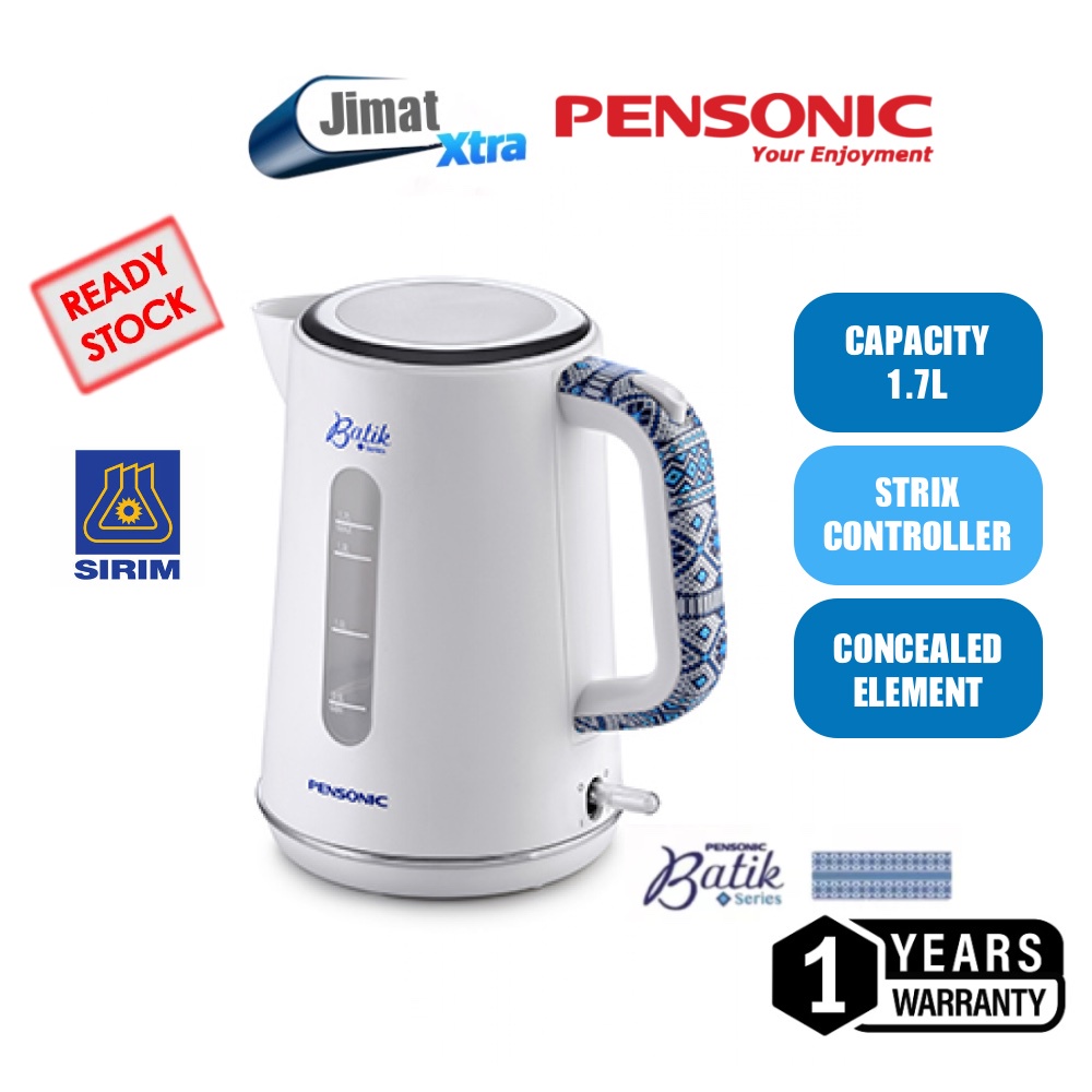 PENSONIC 1.7L Conceal & Cordless Base Jug Kettle Batik Series Kettle ...