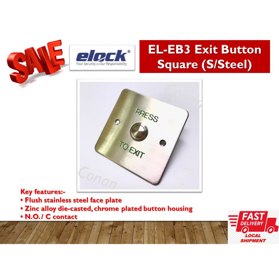 Elock EL-EB3 Exit Button Square (S/Steel) | Shopee Malaysia