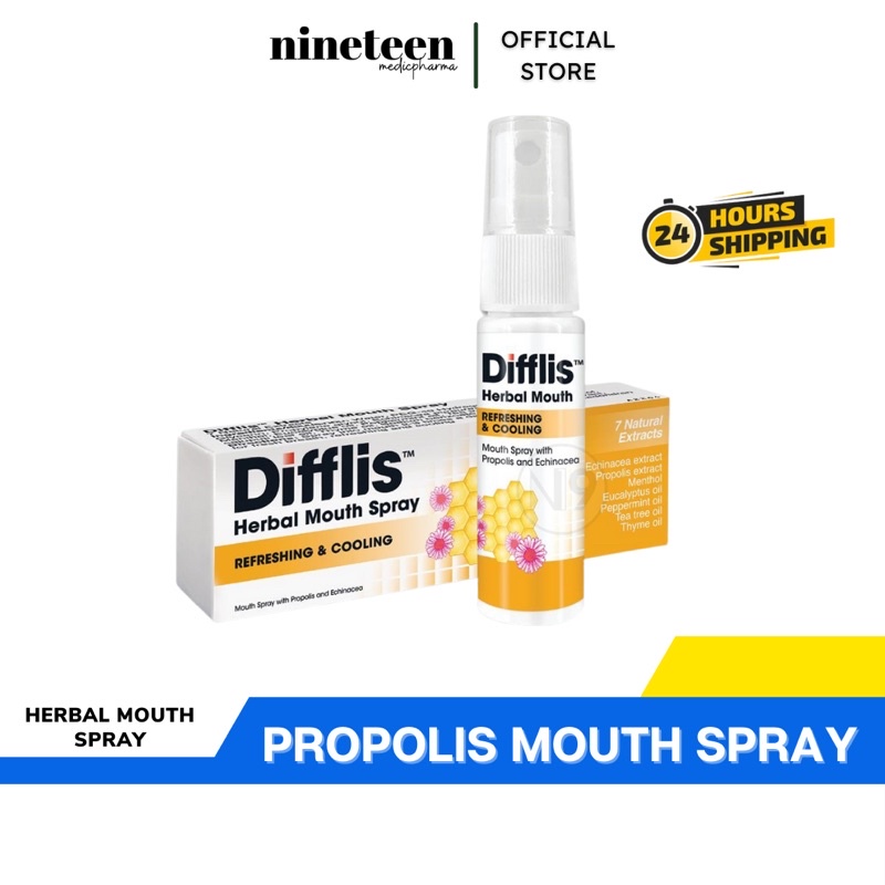 Difflis Herbal Mouth Spray with Propolis - Fast Soothing Relief (15ml ...