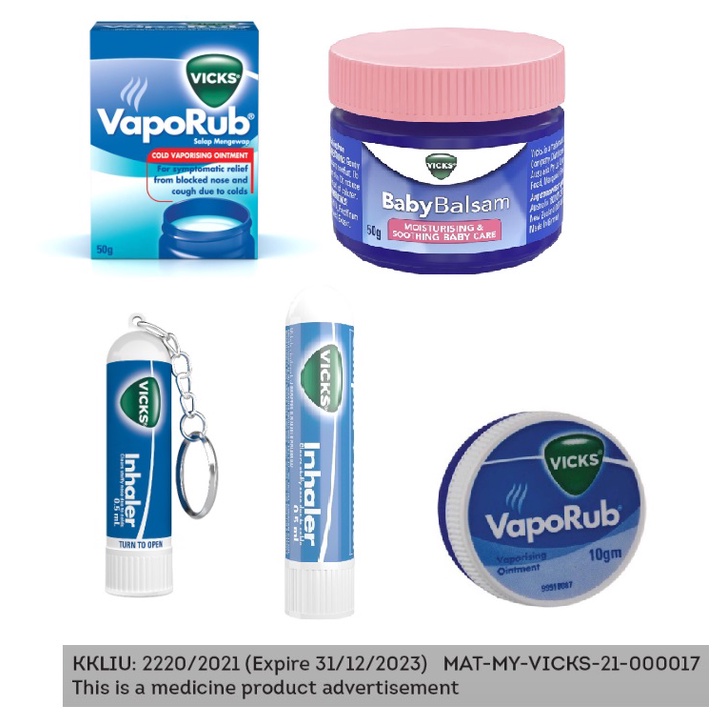 VICKS VAPORUB COLD VAPORISING OINTMENT 10G / 25G / 50G / BABY BALSAM ...